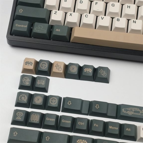 British Racing Cars Keycaps Set GMK Clone Green White - Keysium