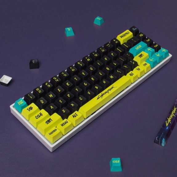 Cyberpunk Keycaps Set Gamer Minimalist Black Yellow - Keysium