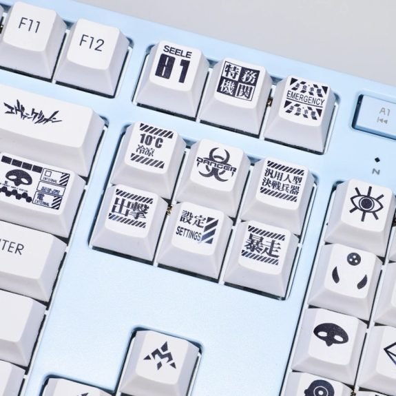 Backlit EVA 01 Mecha Evangelion Keycaps Set Anime Purple - Keysium