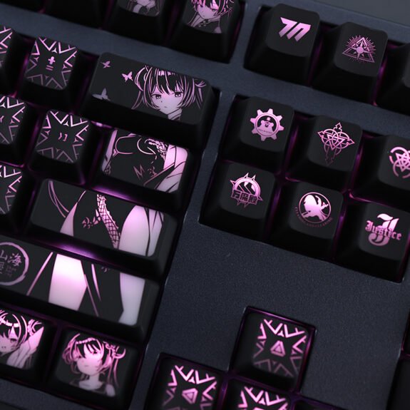 Backlit Blue Archive Keycaps Set Anime Kisaki Black - Keysium