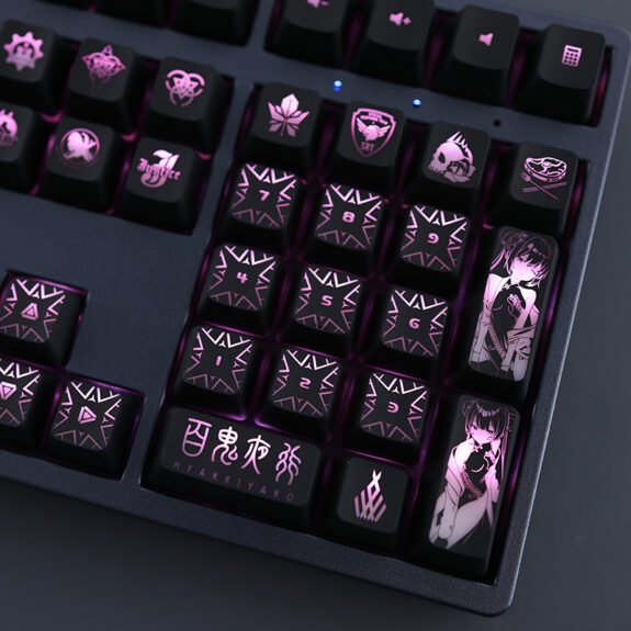 Backlit Blue Archive Keycaps Set Anime Kisaki Black - Keysium