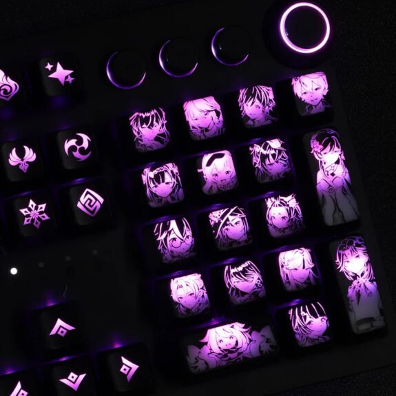 Backlit Genshin Impact Keycaps Set Waifu Characters - Keysium