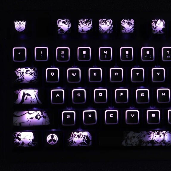 Backlit Genshin Impact Keycaps Set Waifu Characters - Keysium