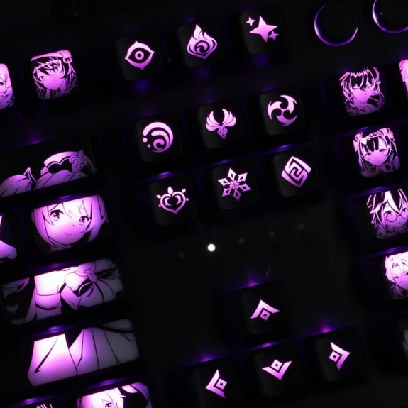 Backlit Genshin Impact Keycaps Set Waifu Characters - Keysium