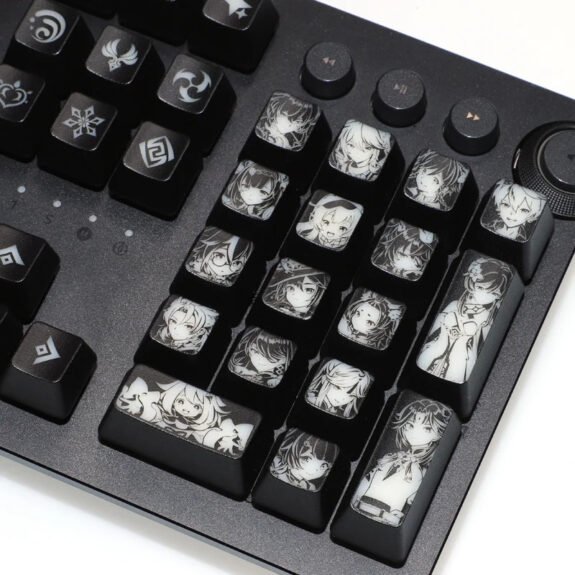 Backlit Genshin Impact Keycaps Set Waifu Characters - Keysium