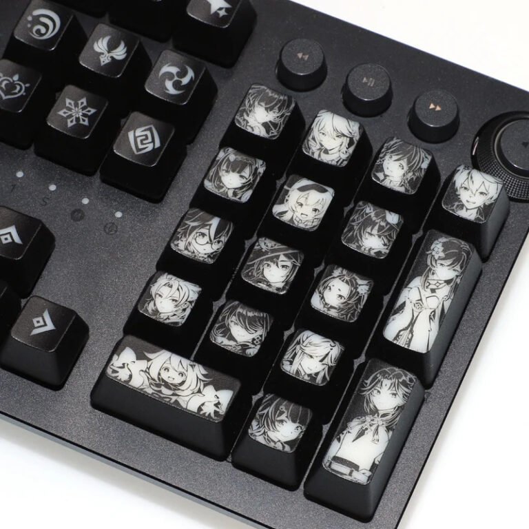 Backlit Genshin Impact Keycaps Set Waifu Characters - Keysium