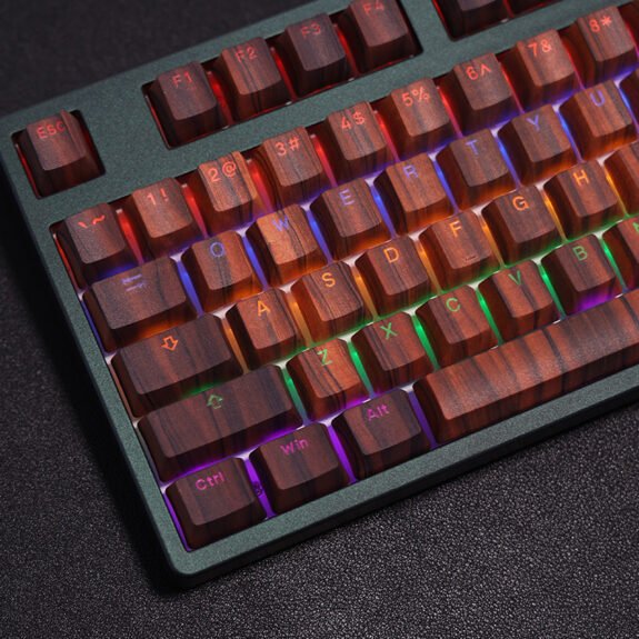Imitation Walnut Wood Keycaps Set Brown PBT - Keysium