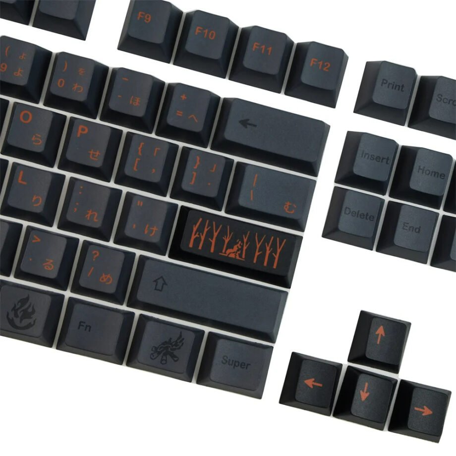GMK Clone Fire Cinder Keycaps Set Black Red PBT - Keysium