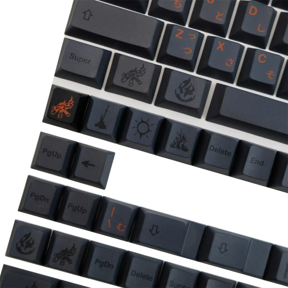 GMK Clone Fire Cinder Keycaps Set Black Red PBT - Keysium