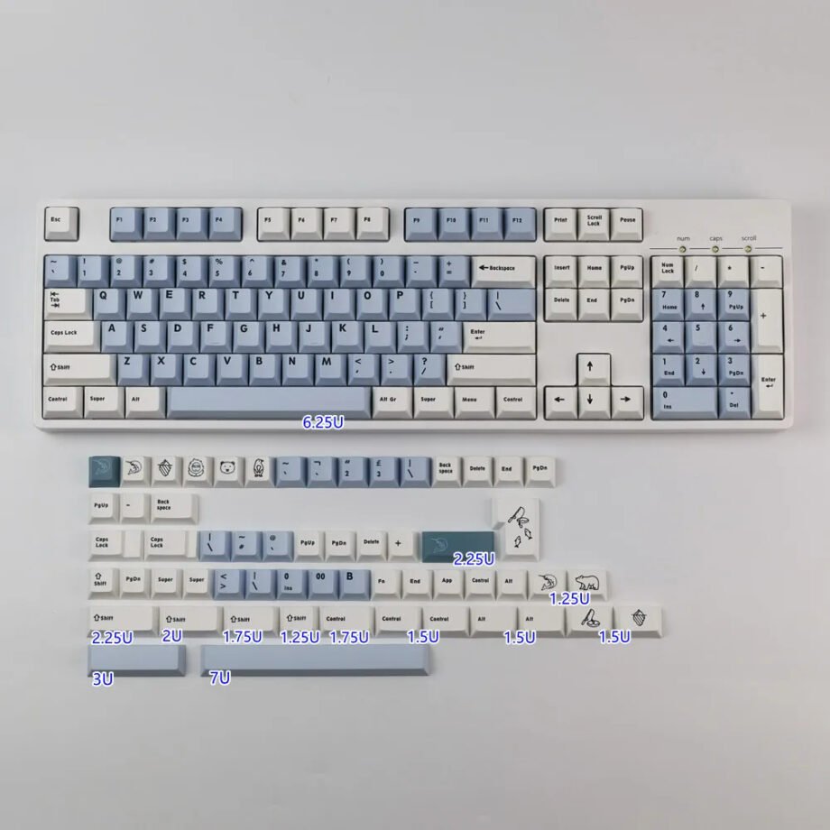 GMK Clone Iceberg Keycaps Set Blue White PBT - Keysium