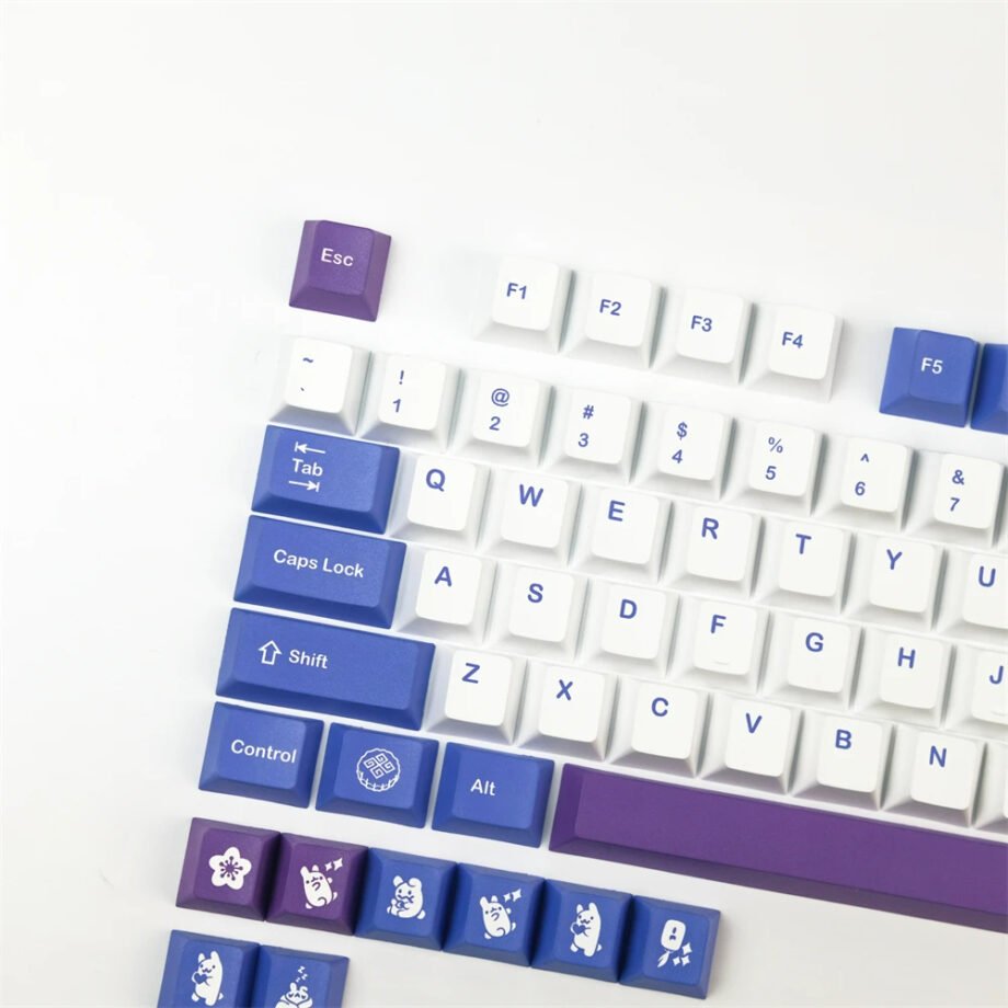 GMK Clone Rabbit Tuzi Keycaps Set Blue White PBT - Keysium