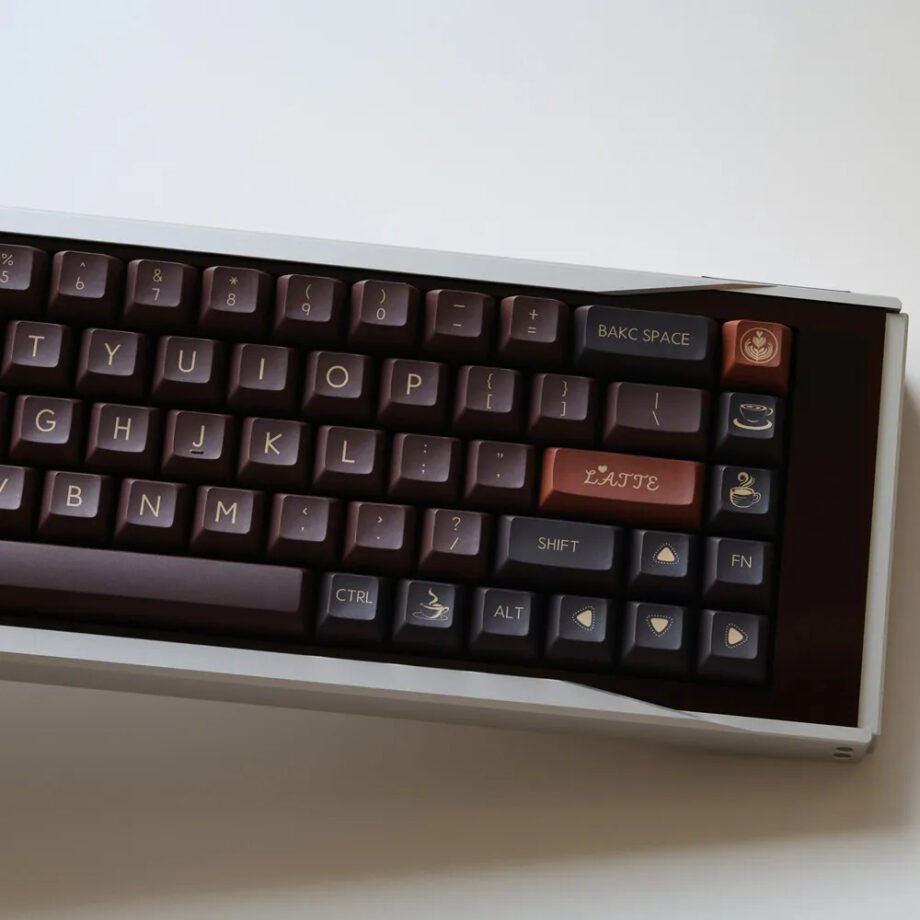 Kawaii Coffee Latte Keycaps Set Dark Brown PBT - Keysium