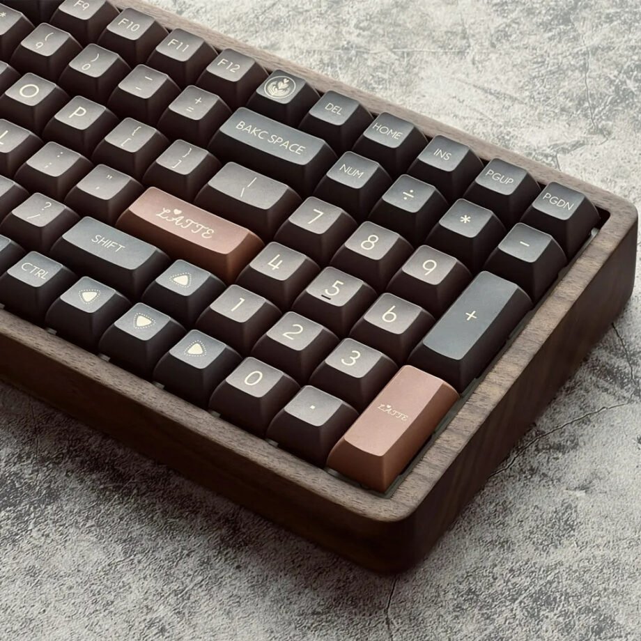 Kawaii Coffee Latte Keycaps Set Dark Brown PBT - Keysium