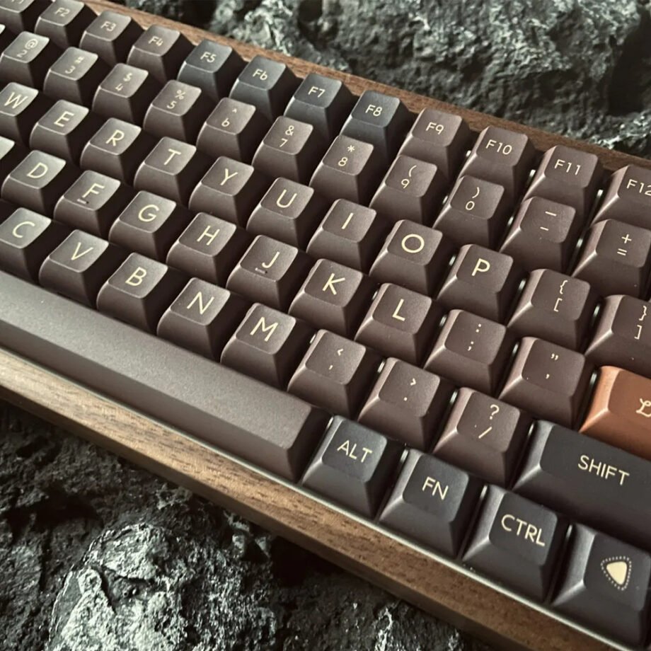 Kawaii Coffee Latte Keycaps Set Dark Brown PBT - Keysium