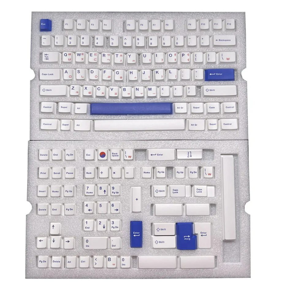 Korean Hangul Keycaps Set Blue White Red PBT - Keysium