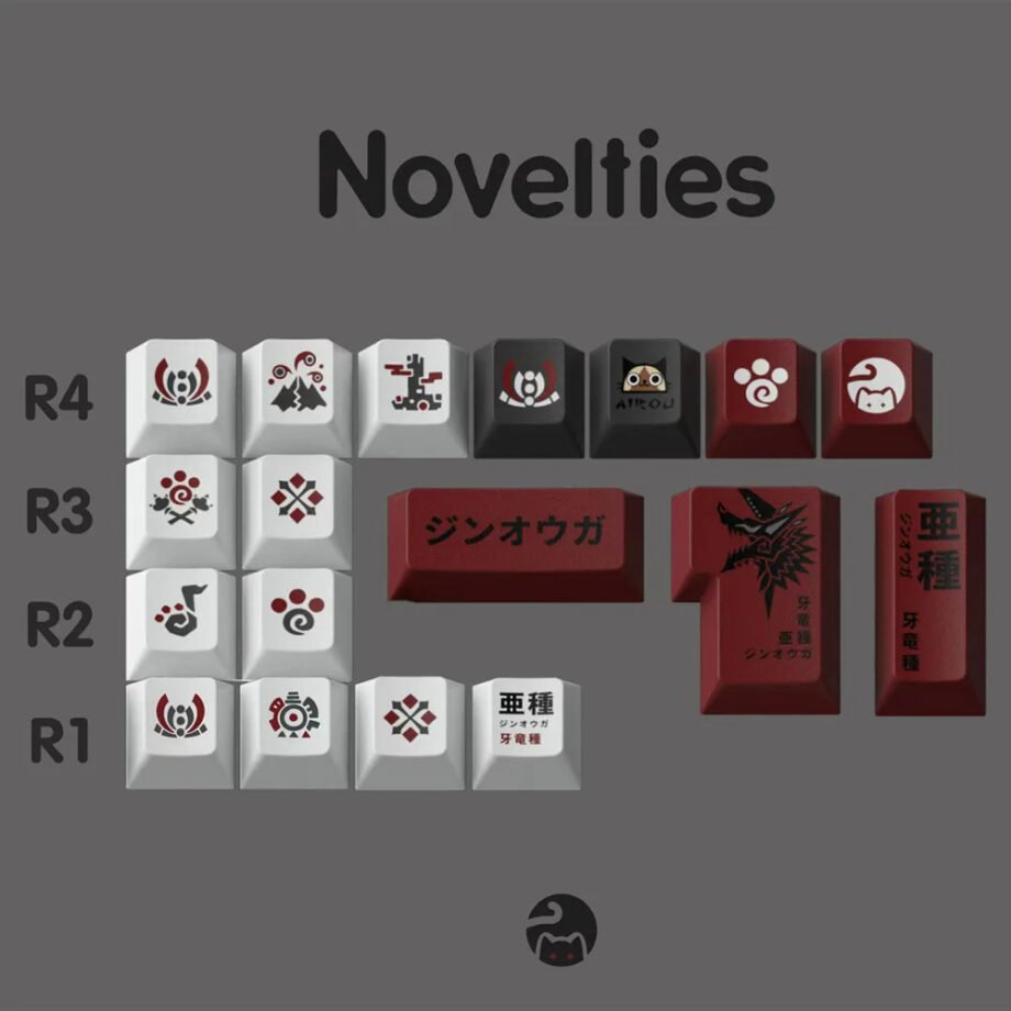 Monster Hunter Keycaps Set Black Red Stygian Zinogre - Keysium