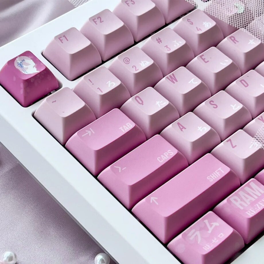 Re Zero Ram Keycaps Set Anime Pink PBT - Keysium