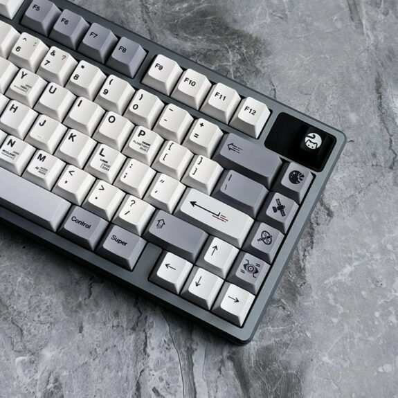 Space Themed Keycaps Set PBT White Grey - Keysium