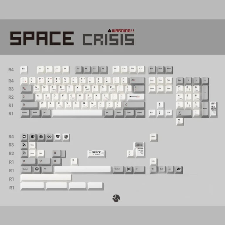 Space Themed Keycaps Set PBT White Grey - Keysium