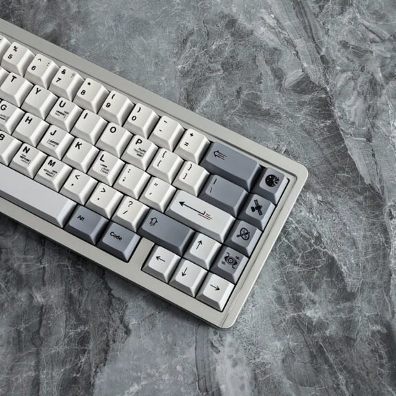 Space Themed Keycaps Set PBT White Grey - Keysium