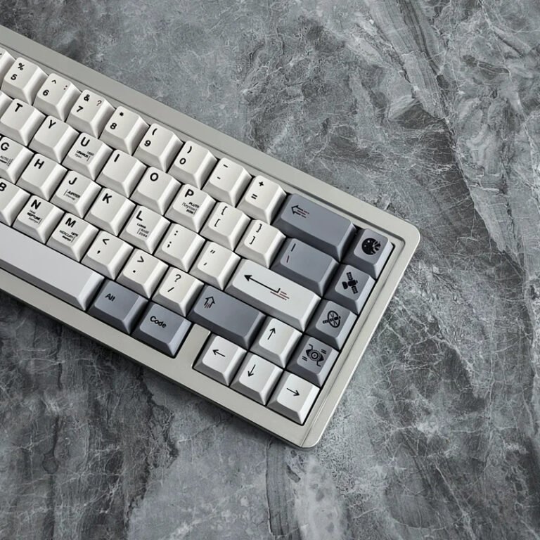 Space Themed Keycaps Set PBT White Grey - Keysium